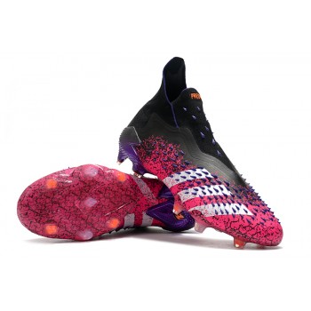 New Released Adidas Predator Freak FG Core Black/White/Shock Pink Boots